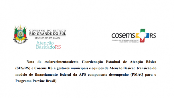 SES e COSEMS/RS alertam gestores e equipes: transição do financiamento ...
